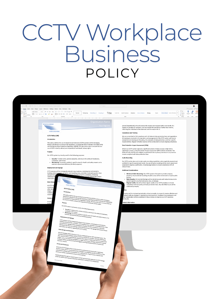 CCTV Policy for UK Businesses – GDPR & DPA 2018 Compliance